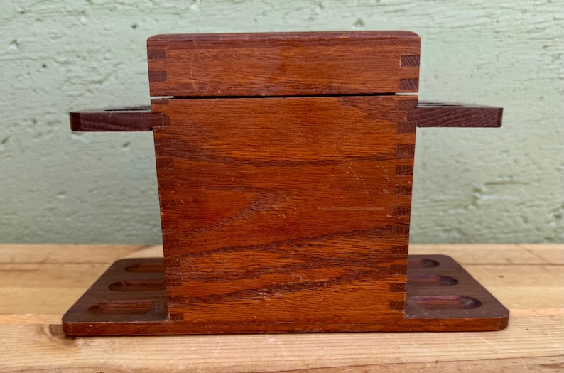 Tobacco Humidor/pipe Stand — 6 Pipe Oak Display Rack — Vintage Wooden ...