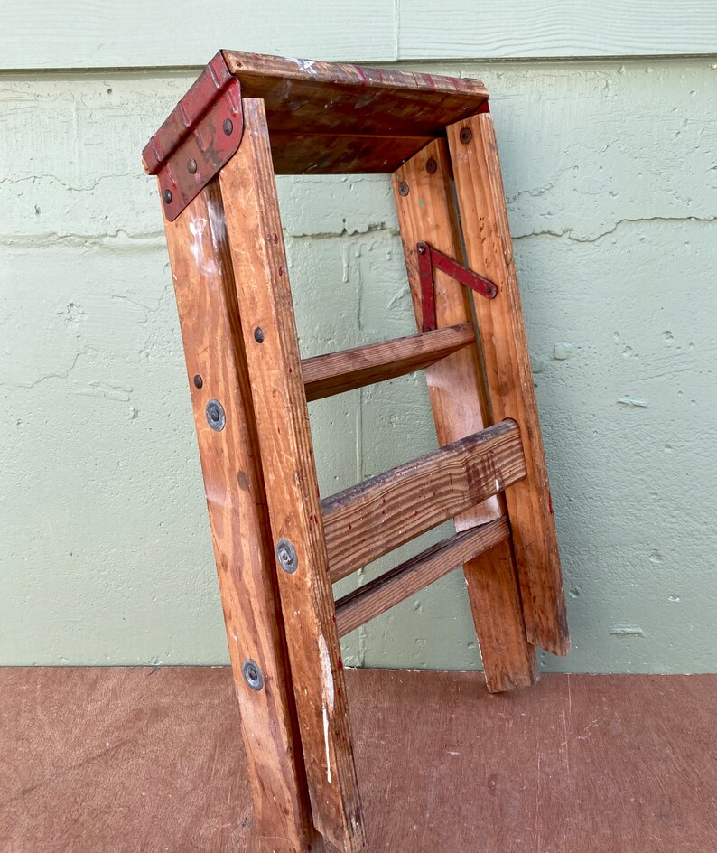 Antique Wood Step Ladder Vintage Urban Industrial Style - Etsy