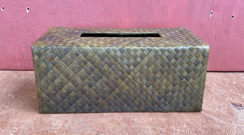 Wicker Tissue Box Cover — Vintage Faux Rattan Facial Napkin Holder ...