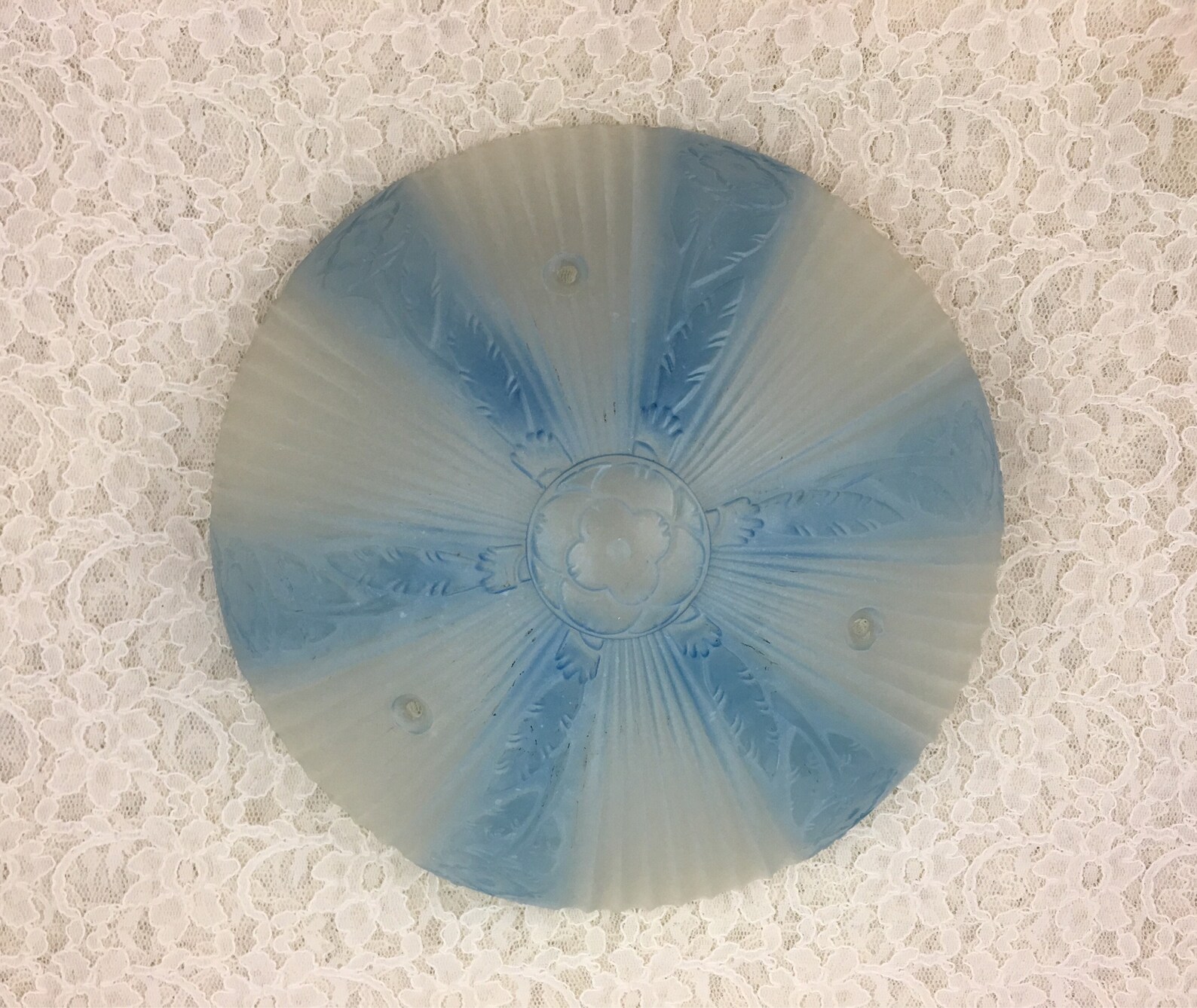 Antique Mid Century Frosted and Blue Floral Glass Replacement - Etsy