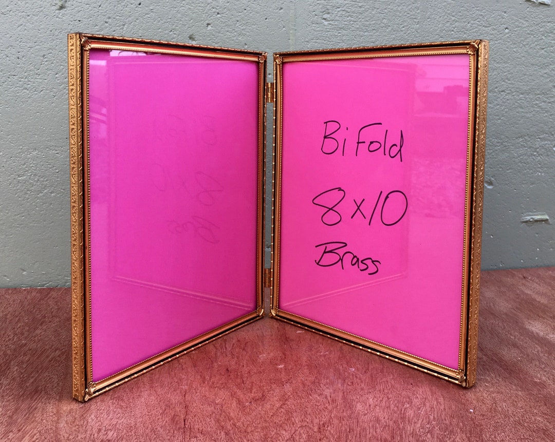 Brass Picture Frame — Antique 8x10 Bifold Photo Display — Vintage ...
