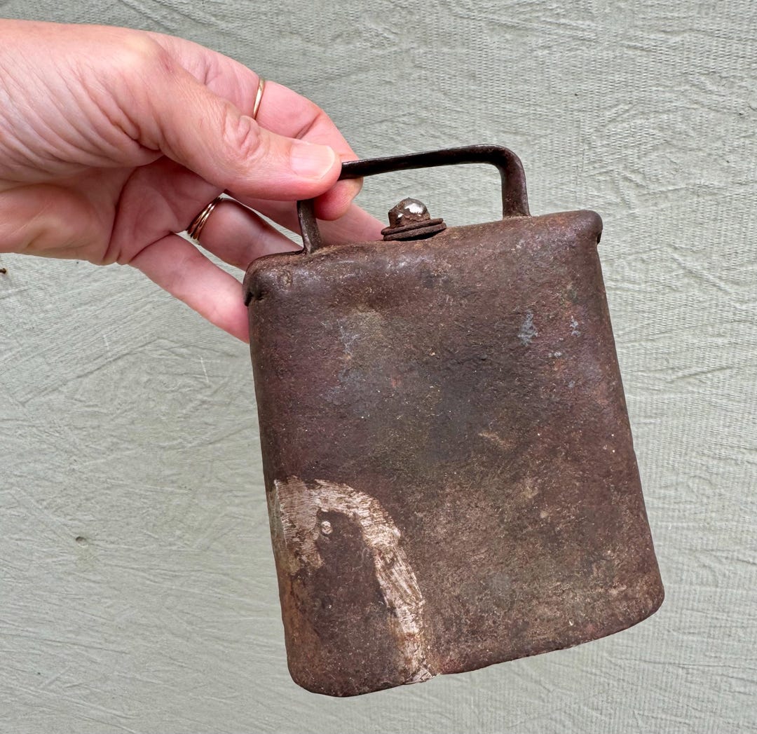 Primitive Metal Cowbell-antique Rustic Barnyard Bell-distressed French ...
