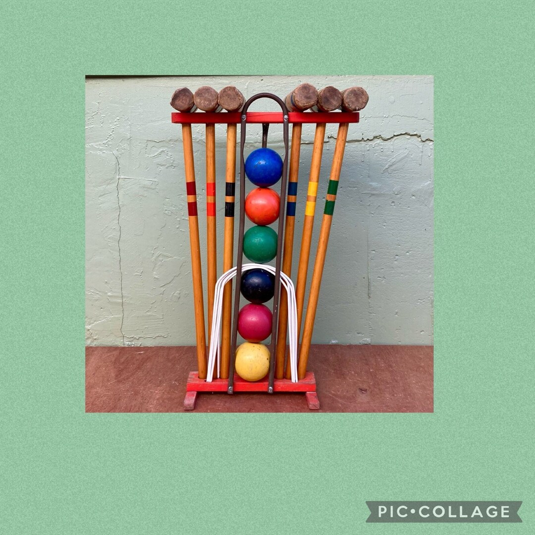 Antique Croquet Set Vintage Yard Game Eclectic Cottagecore Heirloom ...