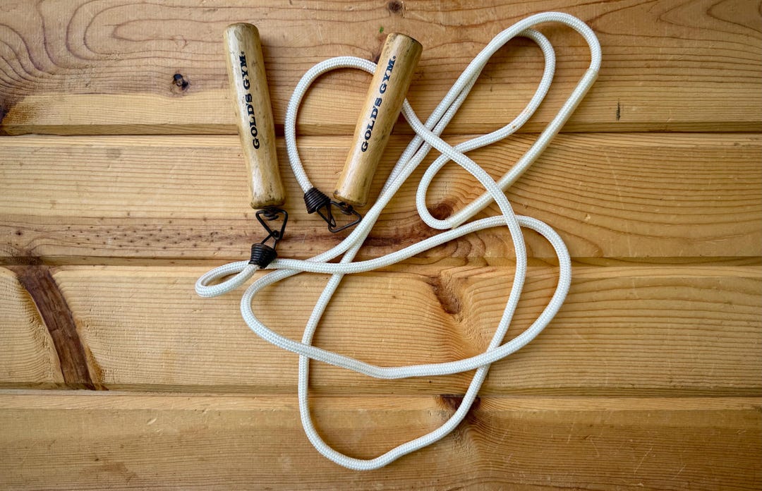 Antique Vintage Mid Century Retro — Jumping Exercise Rope — Wooden ...