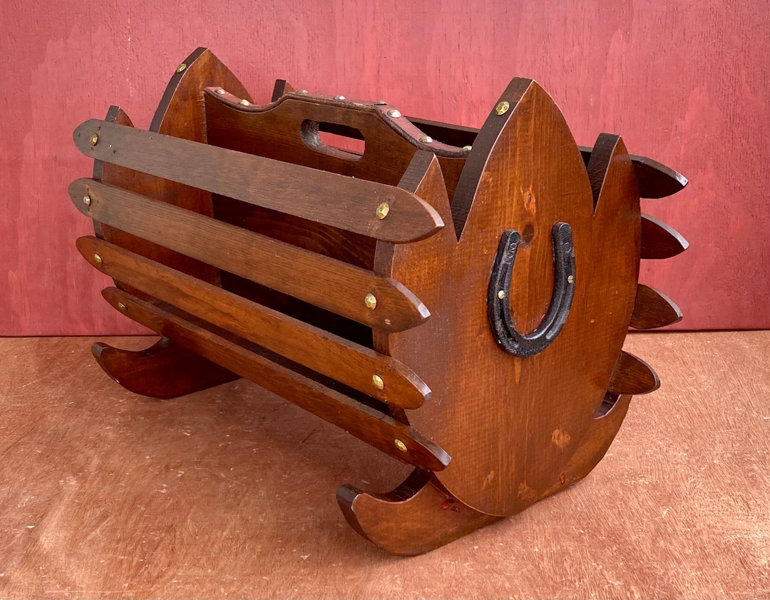 Wood Magazine Holder Handcrafted Vintage Western Furniture - Etsy