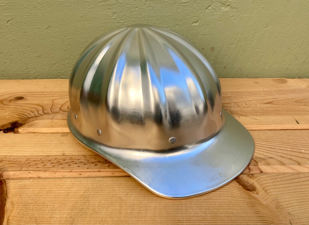 Vintage Aluminum Hardhat—costume/photo Prop—classic Construction Safety Headwear—industrial ...