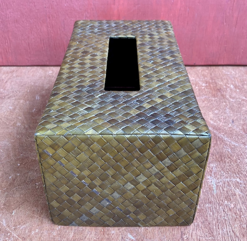 Wicker Tissue Box Cover — Vintage Faux Rattan Facial Napkin Holder ...