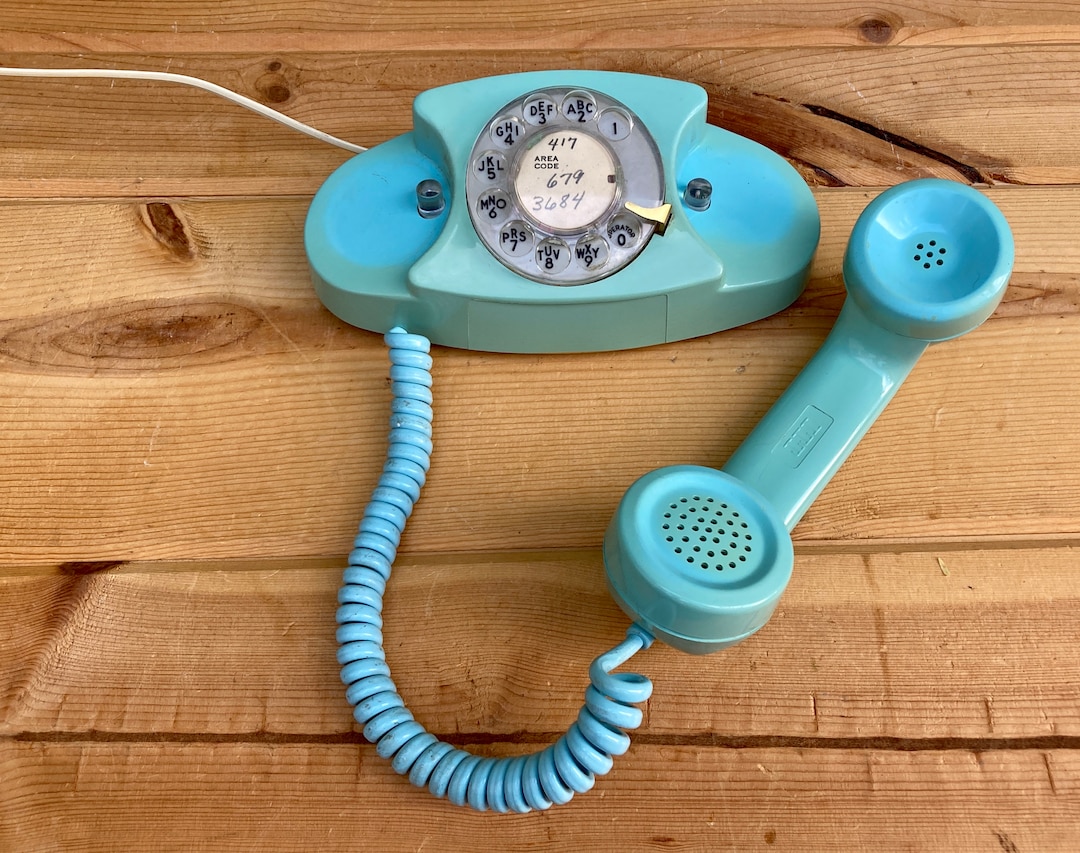 Vintage Blue Telephone - Rotary Dial Princess Table Desktop — Mid ...