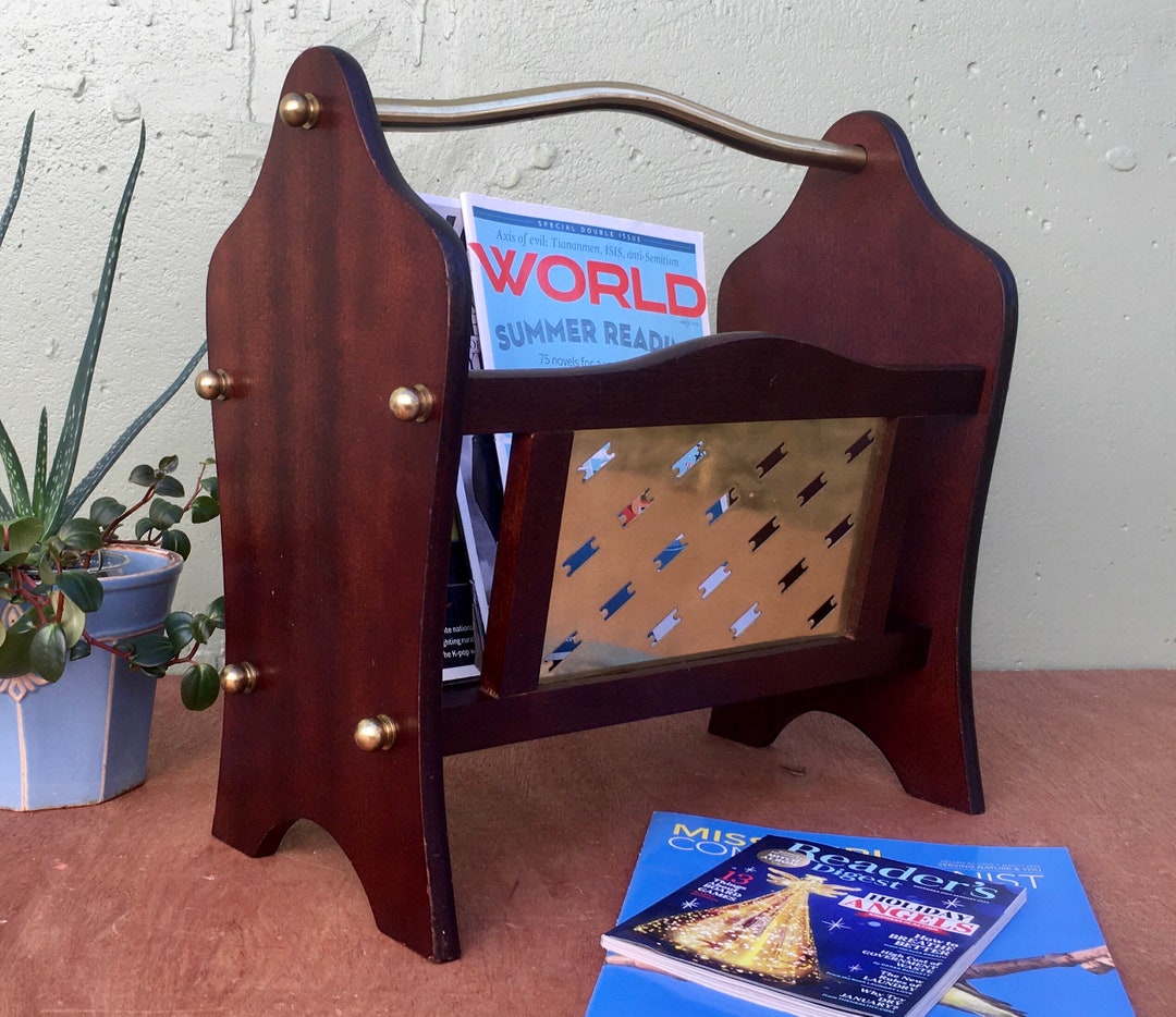 Magazine Holder Rack — Hollywood Regency Vinyl Album Sorter — Vintage ...