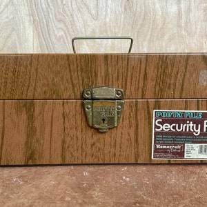 Industrial Steel Box — Vintage Lockable Faux Wood Grain Security File ...