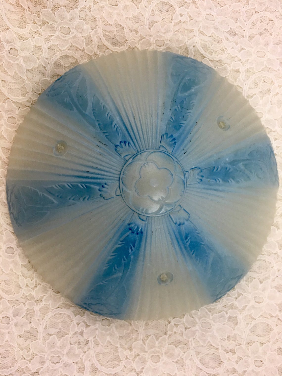 Antique Mid Century Frosted and Blue Floral Glass Replacement - Etsy