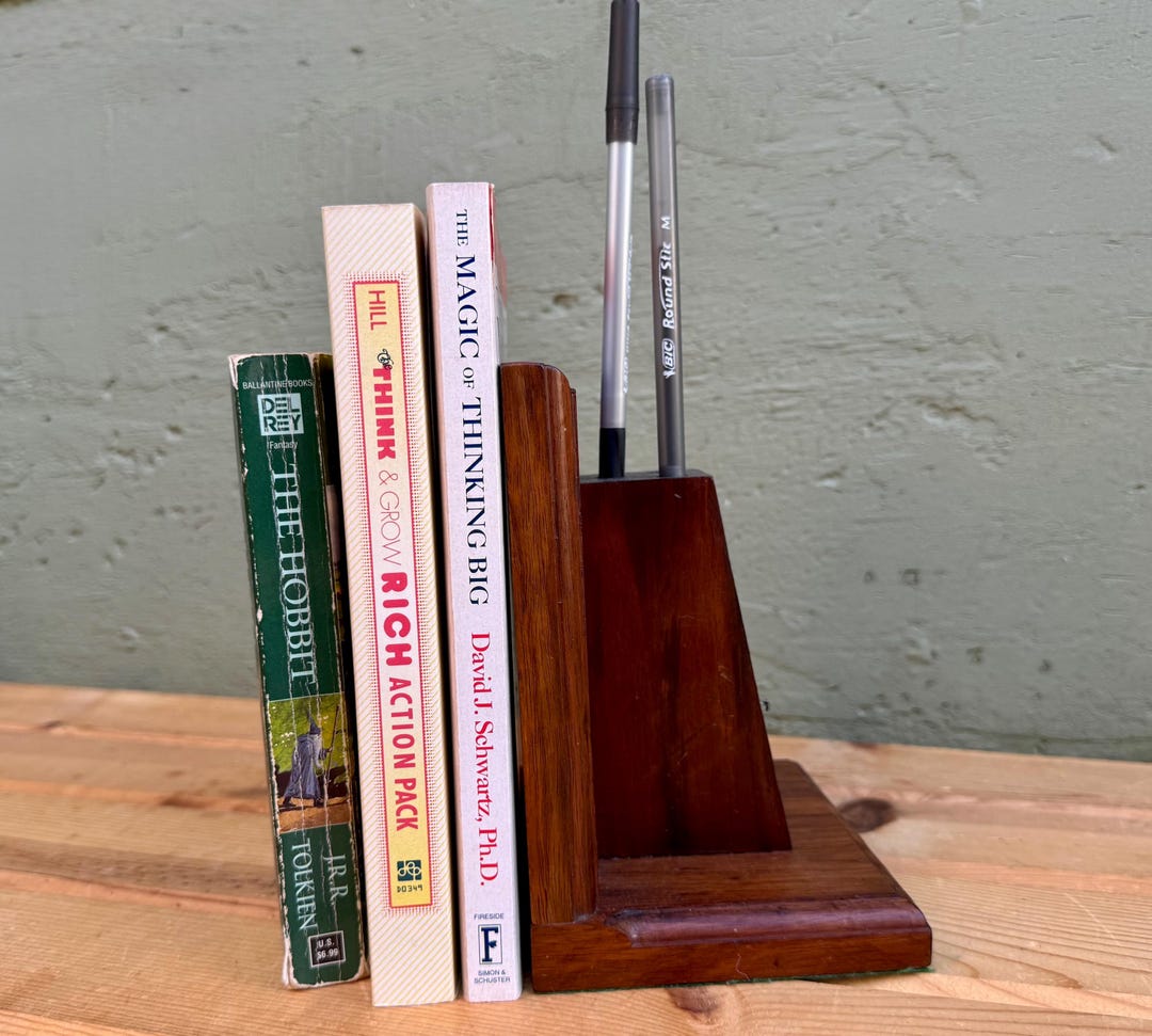 Antique Handcrafted Solid Walnut Bookend — Vintage Rustic Desktop ...
