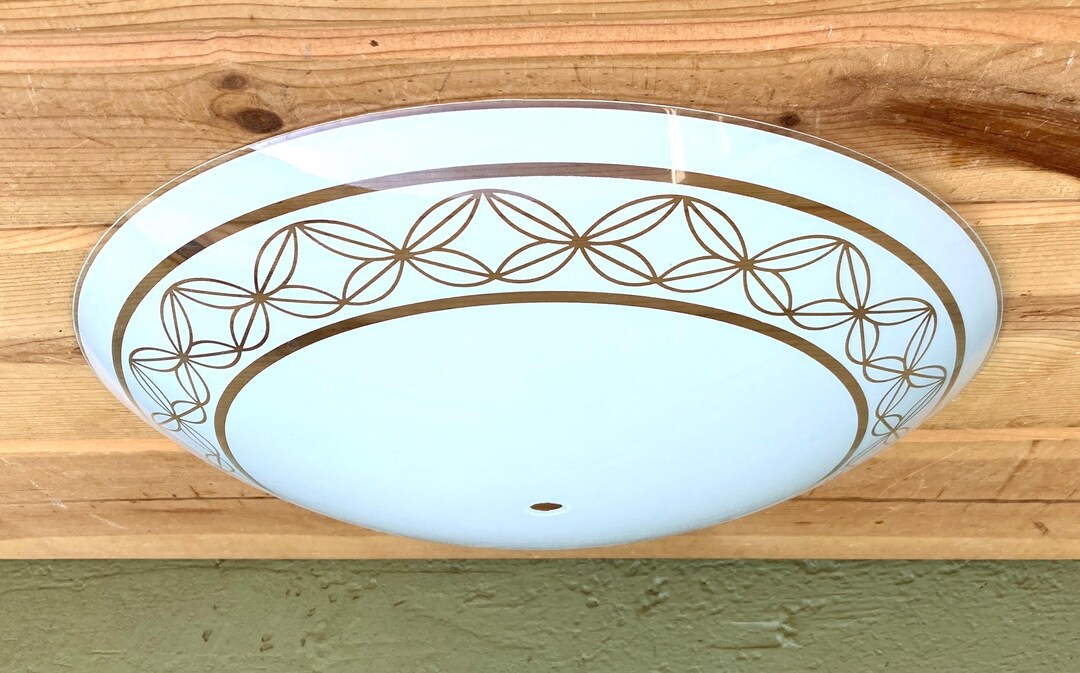 Ceiling Light Fixture Cover — Vintage Round Floral Shade —mid Century ...