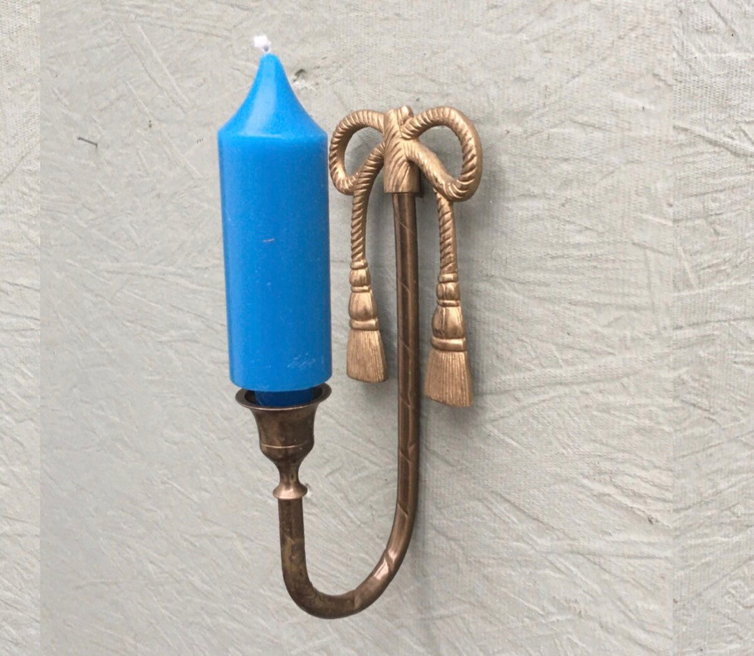 Brass Sconce Candlestick Holder Vintage Twisted Rope Bow - Etsy