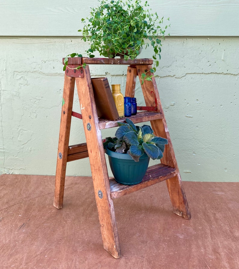 Antique Wood Step Ladder Vintage Urban Industrial Style - Etsy