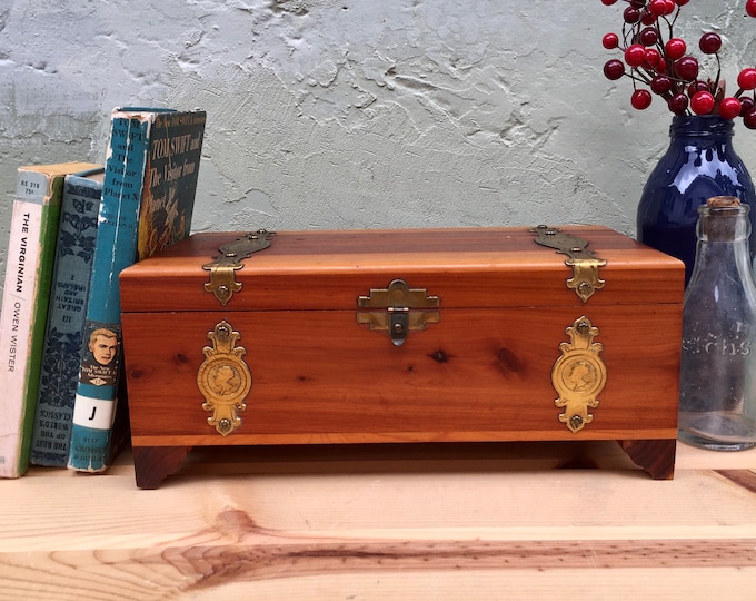 Antique Miniature Rustic Cedar Chest Jewelry Storage Box Distressed ...