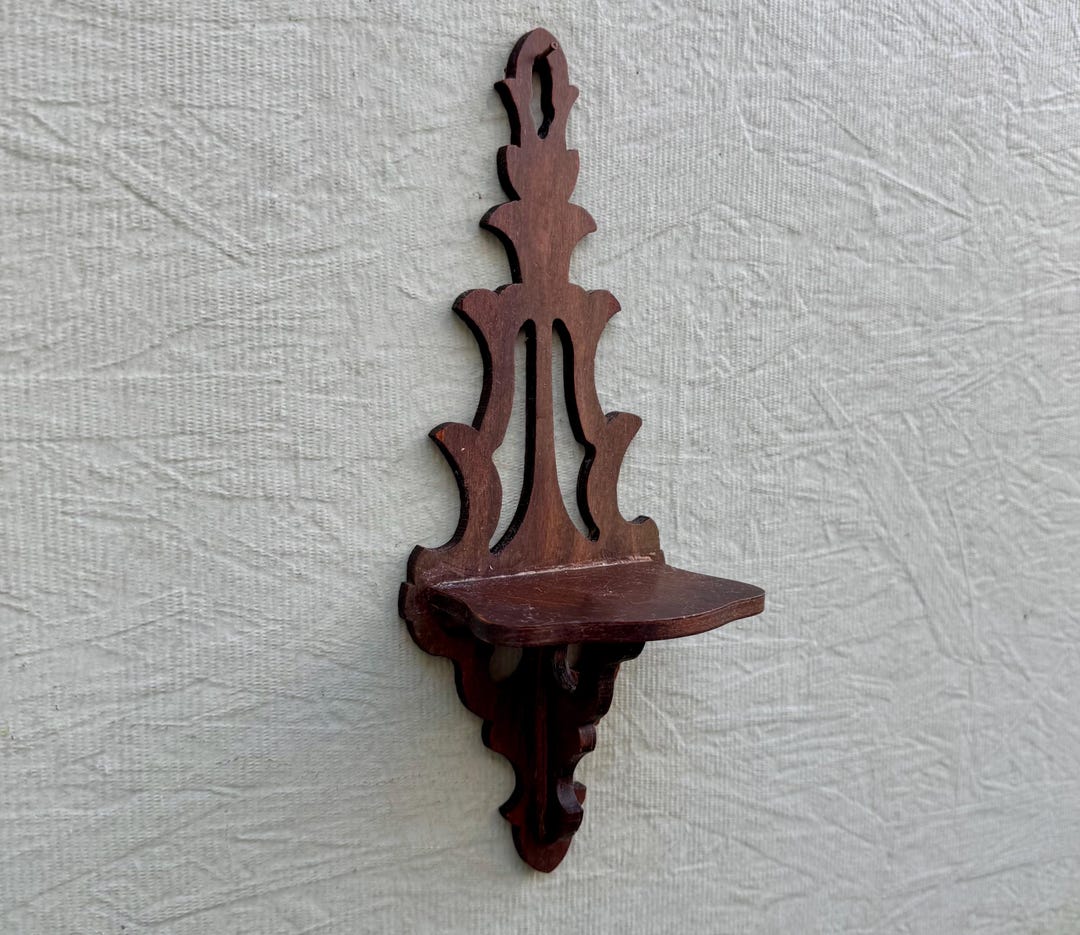 Antique Wood Shelf — Ornate Scrolled Display Shelf — Vintage Petite ...