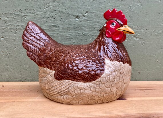 Ceramic Nesting Chicken Figurine Vintage Collectible French - Etsy