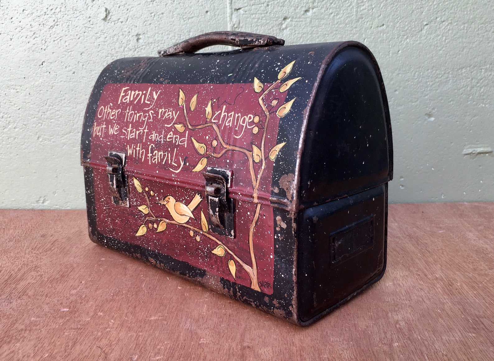 Antique Lunch Box Hand Painted OOAK Industrial Urban Art - Etsy