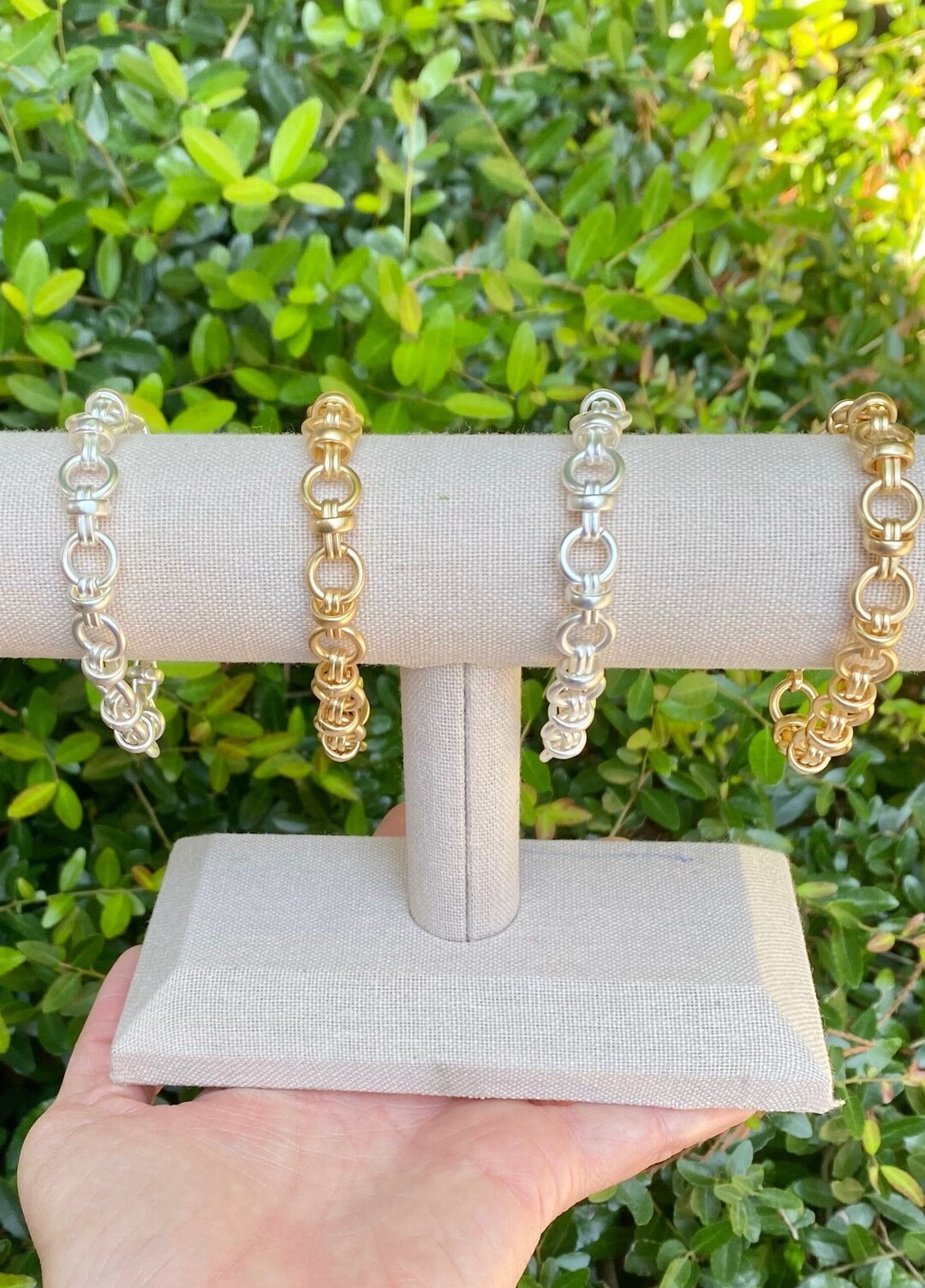 Matte Gold and Matte Silver Chain Bracelets - Etsy