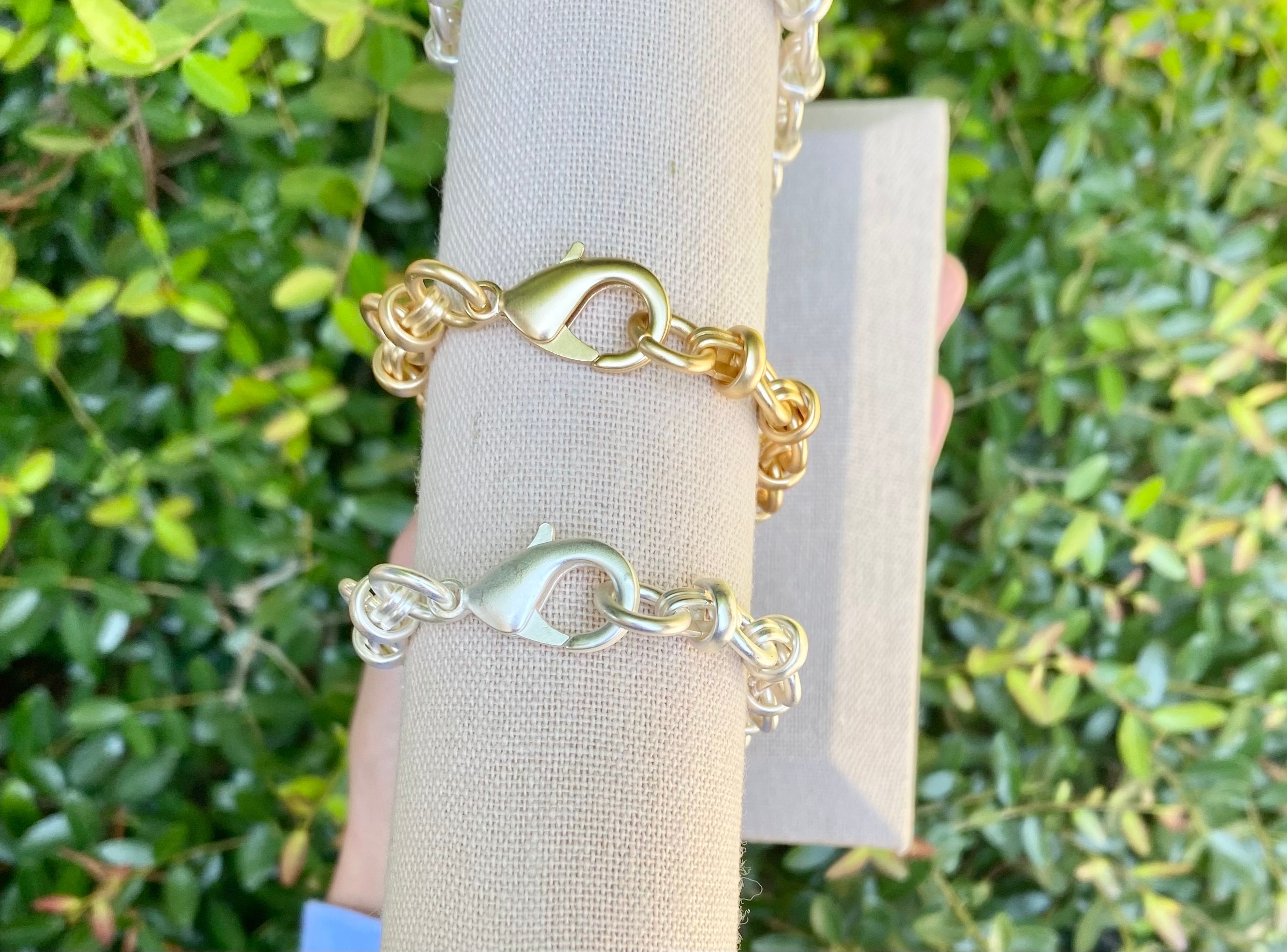 Matte Gold and Matte Silver Chain Bracelets - Etsy