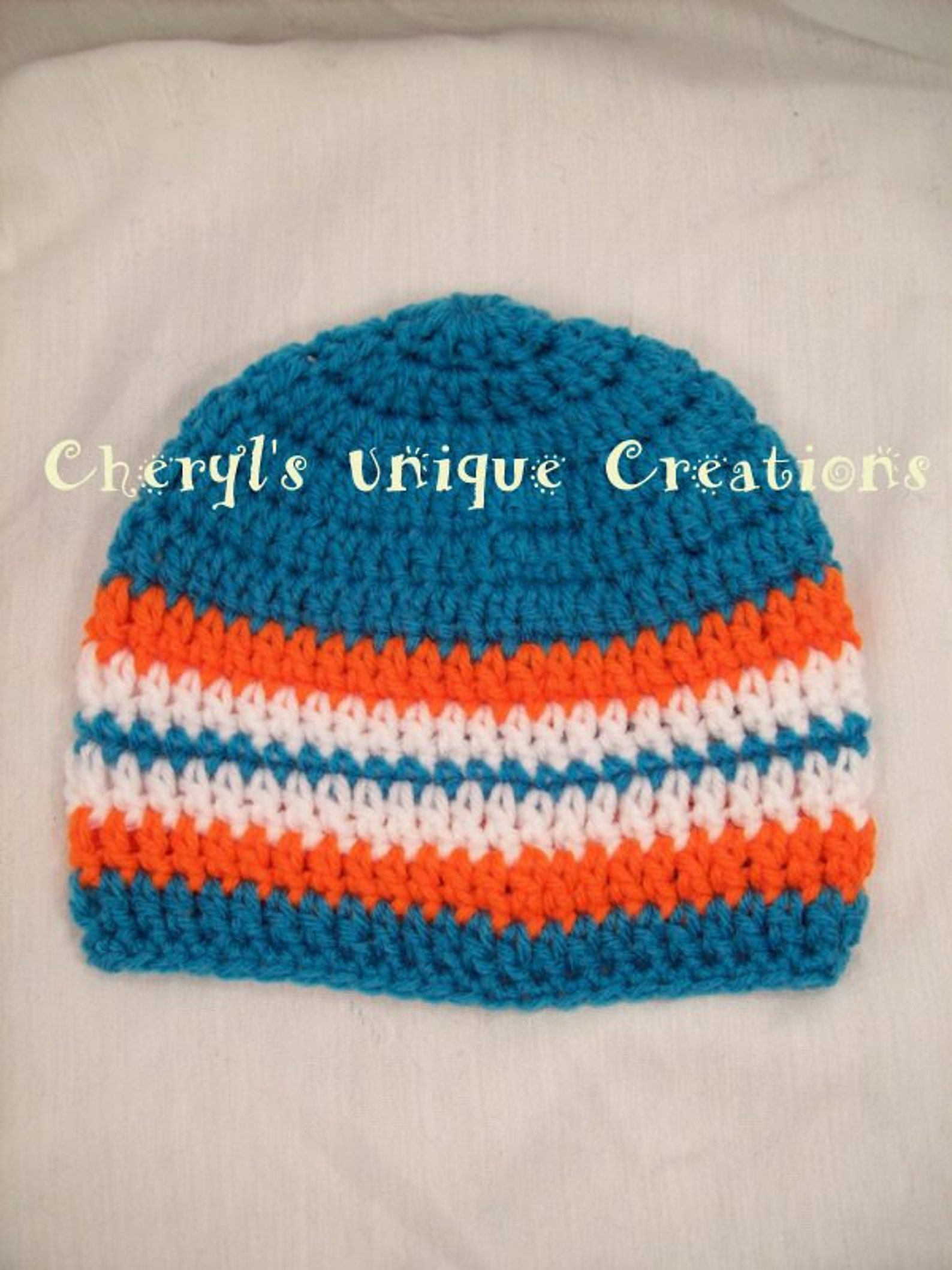 Miami Team Colors Turquoise Orange and White Hand - Etsy