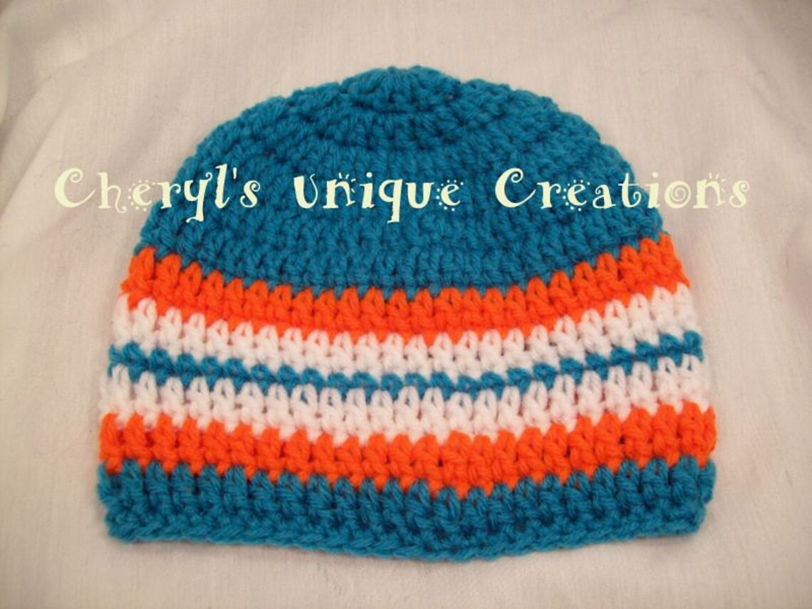 Miami Team Colors Turquoise Orange and White Hand - Etsy