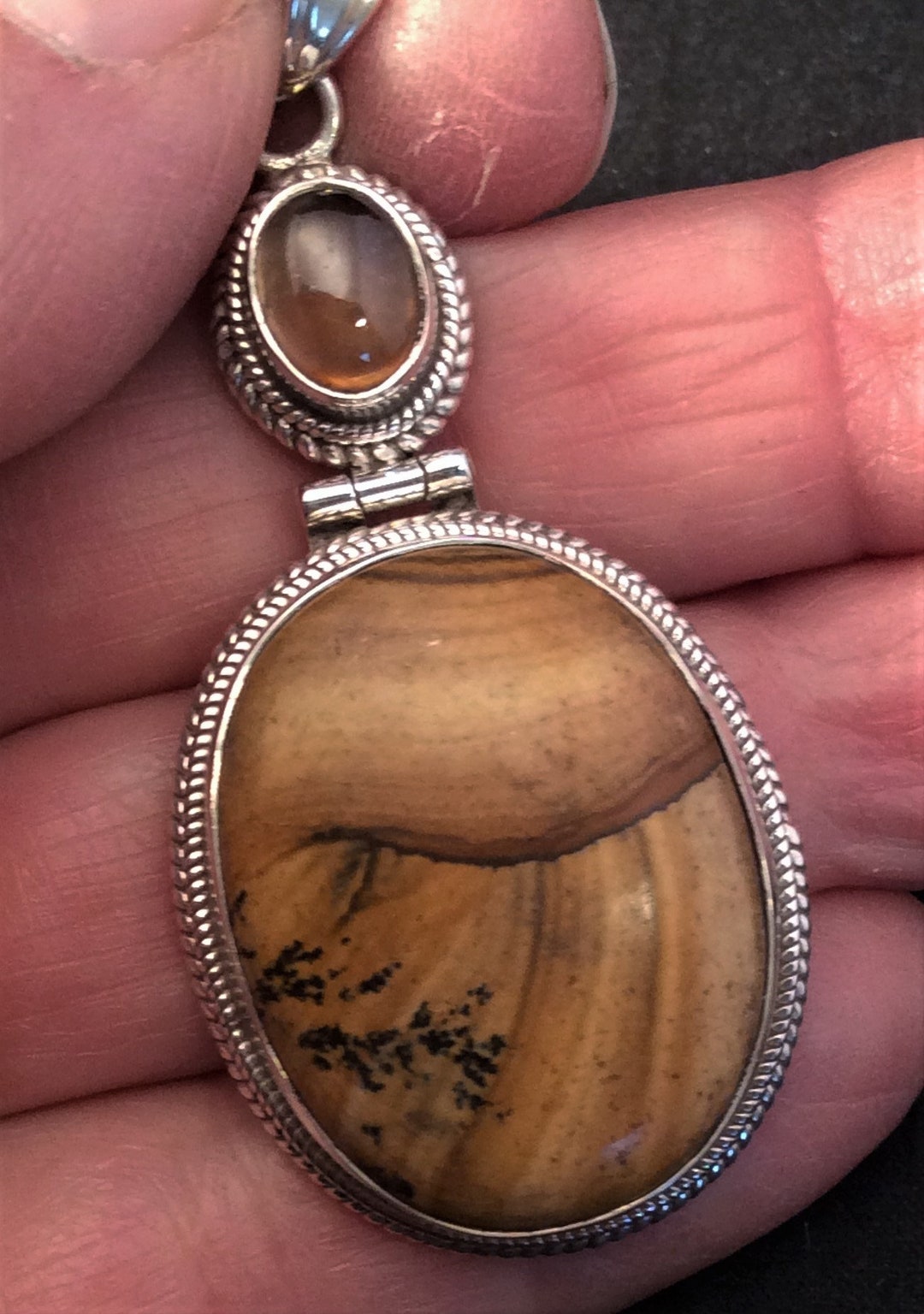 Choice of 4 Picture Jasper or Rhodonite With Ruby Pendant. Sterling ...