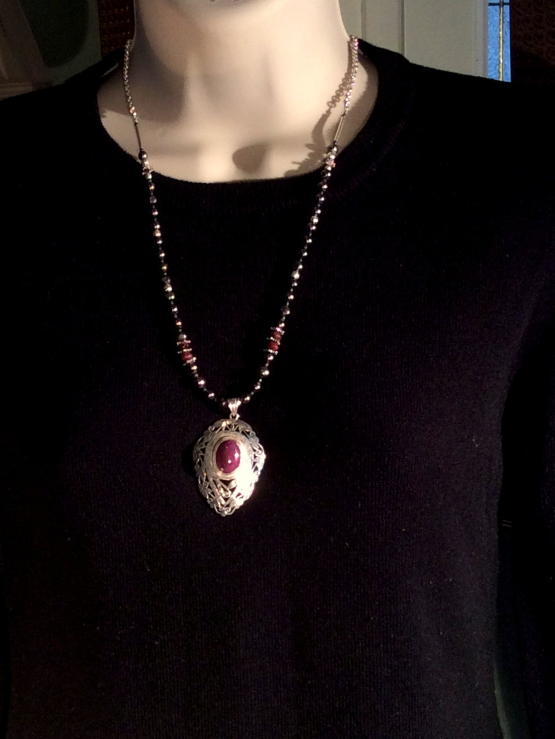 18 or 24 Star Ruby or Sapphire Pendant Necklace. Lacy | Etsy