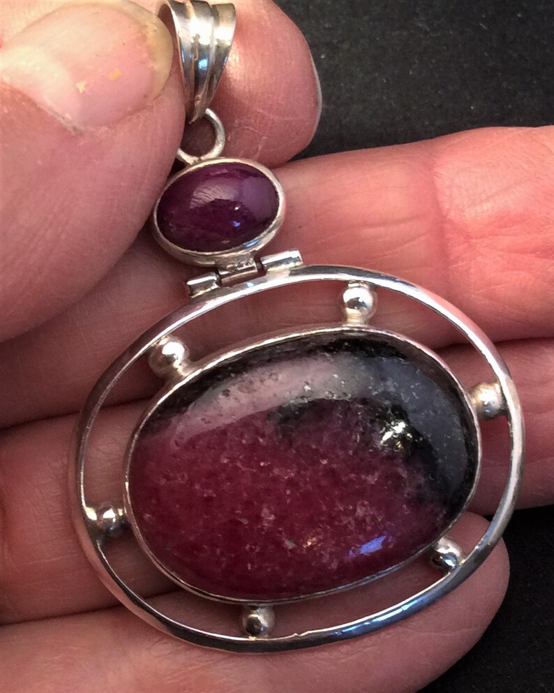 Choice of 4 Picture Jasper or Rhodonite With Ruby Pendant. Sterling ...