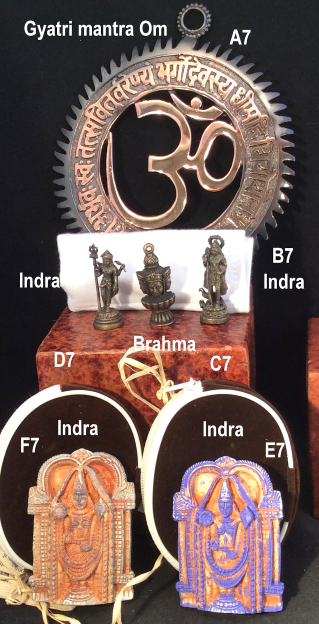 Hindu Gods. Rama, Vishnu, Indra. Gayatri Mantra in Brass. Miniatures ...