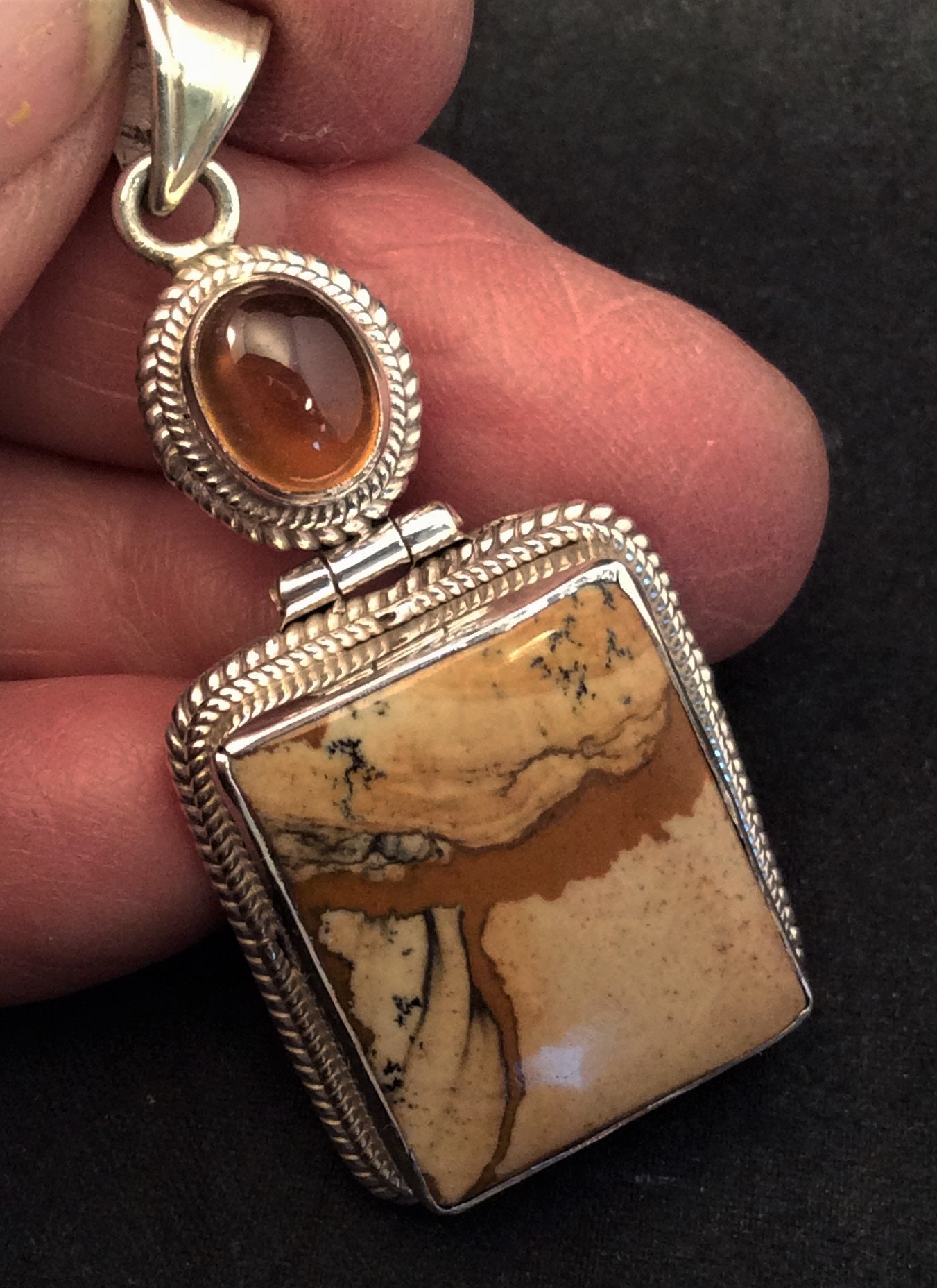Choice of 4 Picture Jasper or Rhodonite With Ruby Pendant. Sterling ...