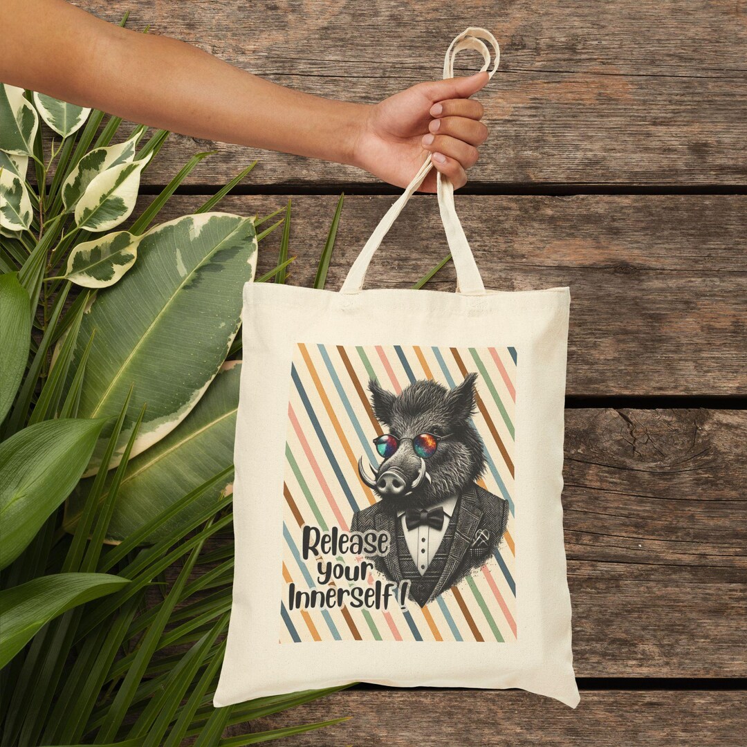 Canvas Tote Bag Motivational Shoulder Bag Boar Cute Tote Bag Funny ...