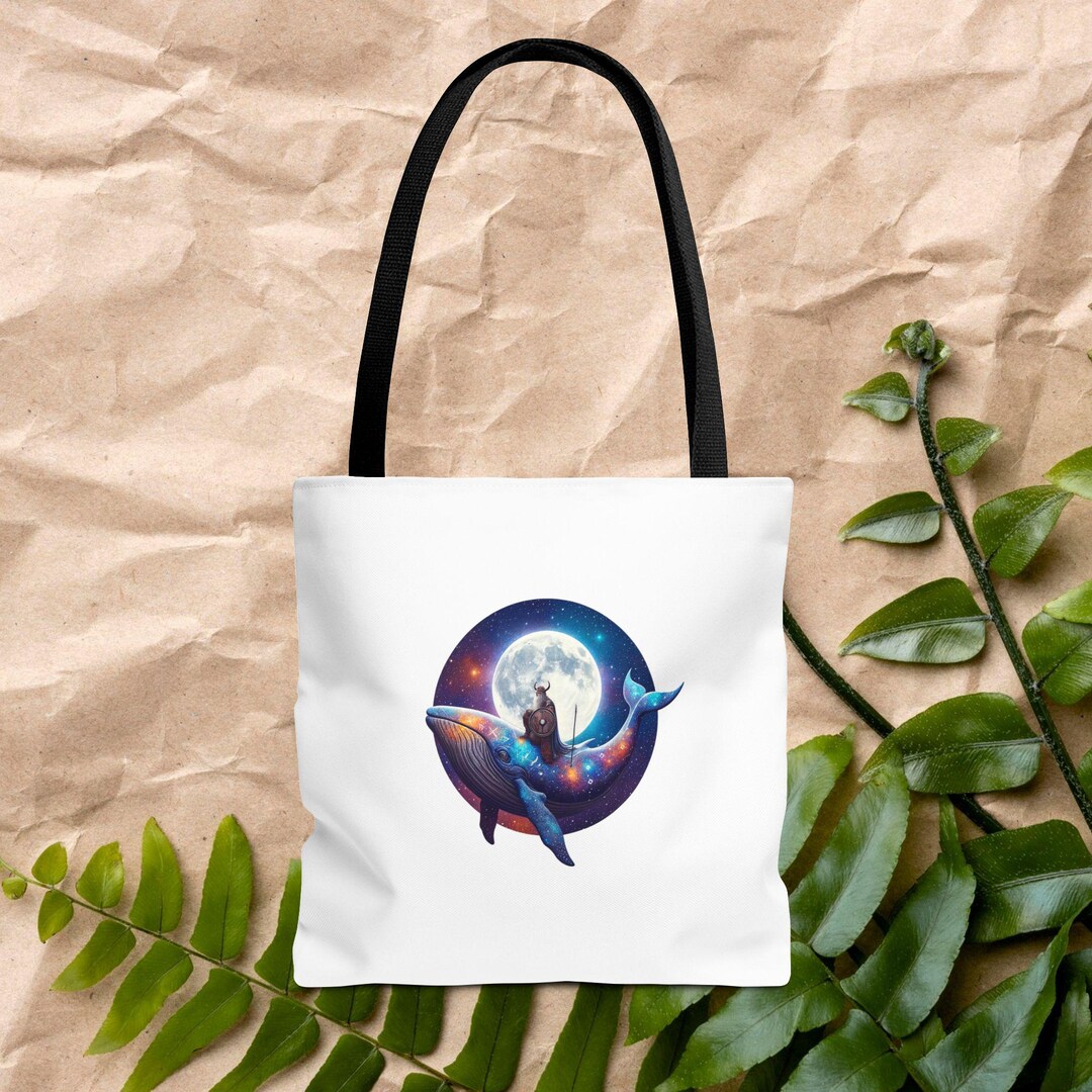 Viking Tote Bag Whale Vintage Shoulder Bag Mythology Canvas Tote Boho ...