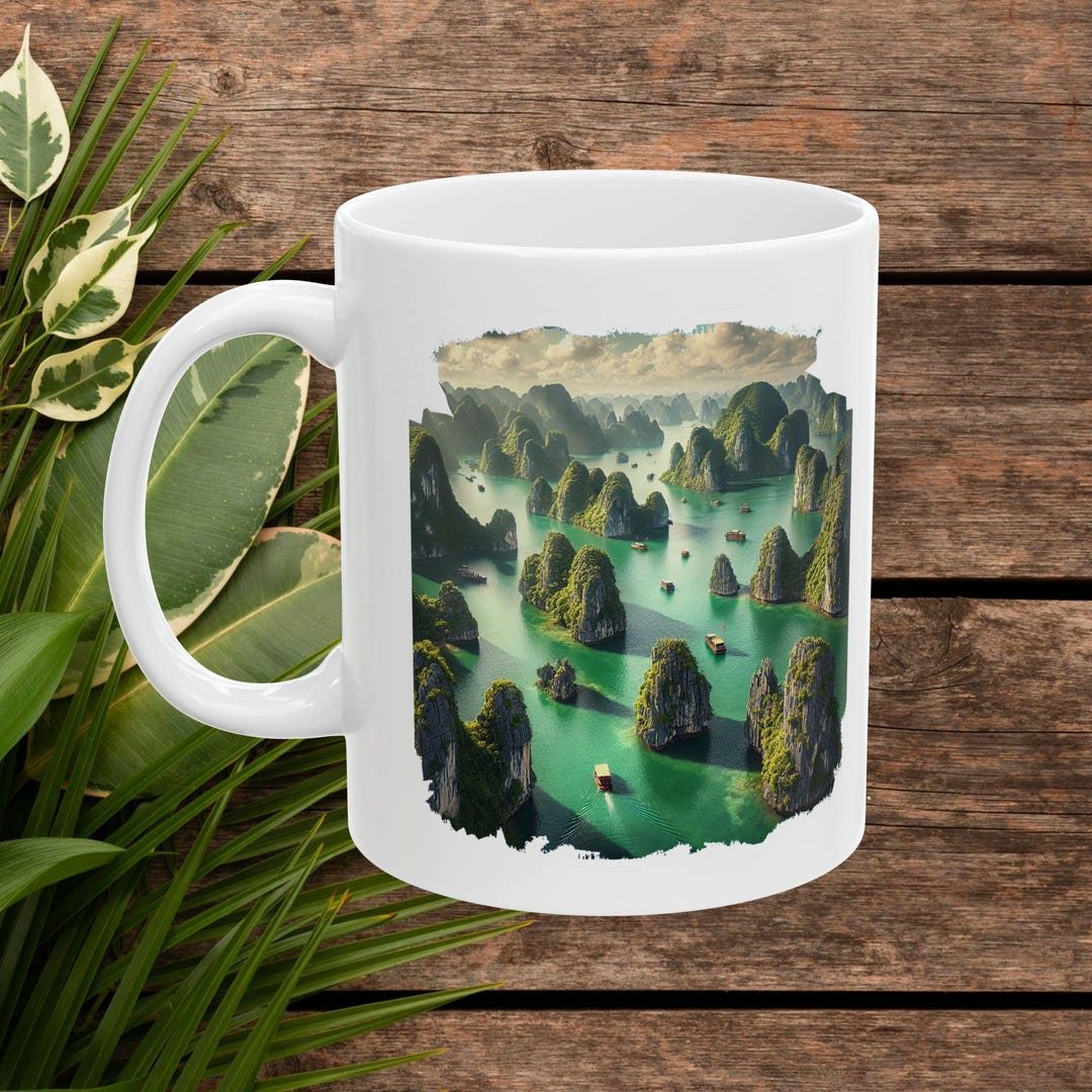 Boho Mug Landscape Vietnam Boho Office Mug Ha Long Bay Print Nature ...