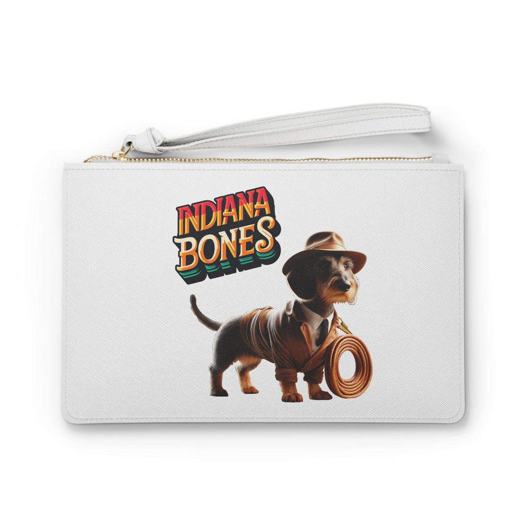 Indiana Bones Dachshund Clutch Bag Premium Purse Dog Lover Apparel Fun ...