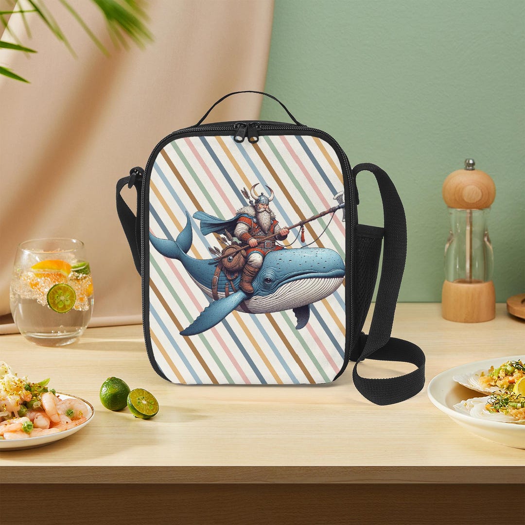 Viking Snack Bag Boho Mythology Cute Lunch Bag Whale Shoulder Bag ...