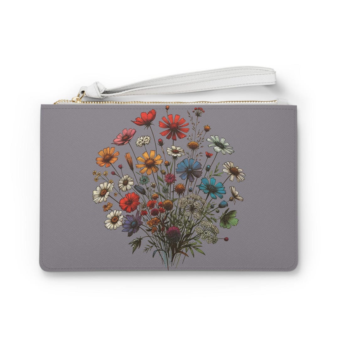 Elegant Wild Flowers Bouquet Clutch Bag Premium Quality Floral Design ...