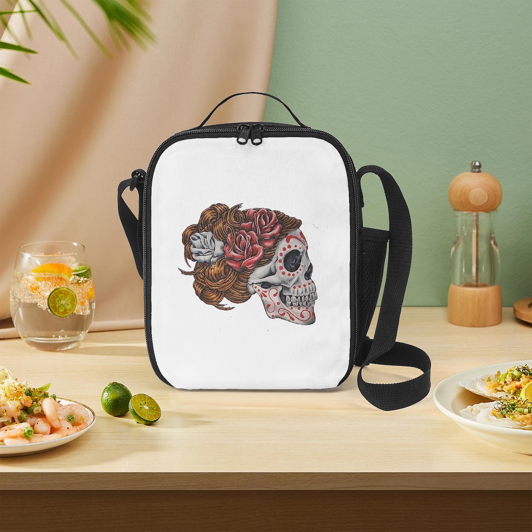 Canvas Lunch Bag Surrealism Dia De Los Muertos Shoulder Bag Unique ...