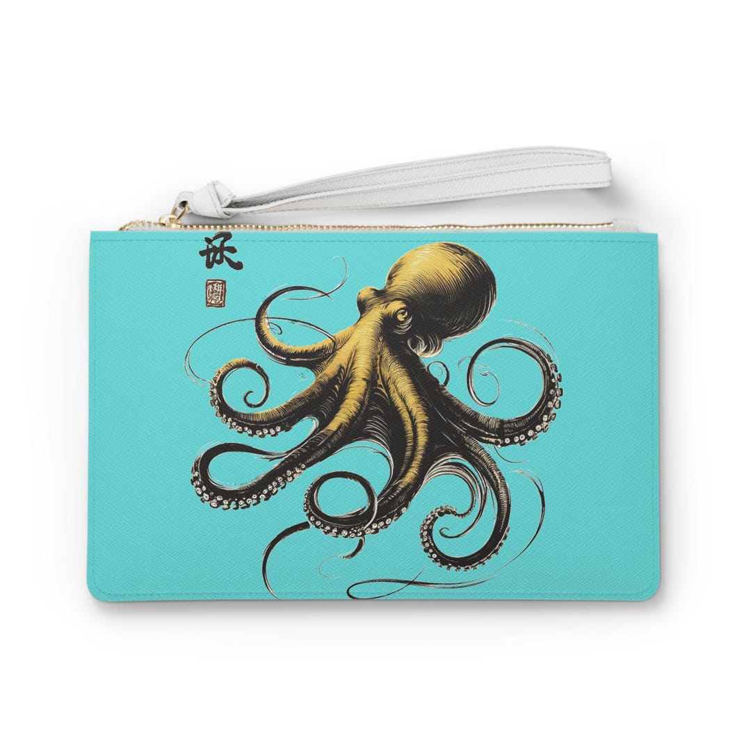 Exclusive Octopus Calligraphy Clutch Bag Japanese Inspired Elegant ...