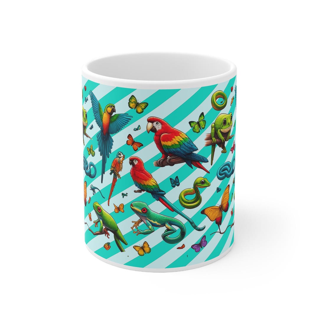 Ceramic Parrot's Lair Vibrant Cup for Tropical Adventure Enthusiasts ...