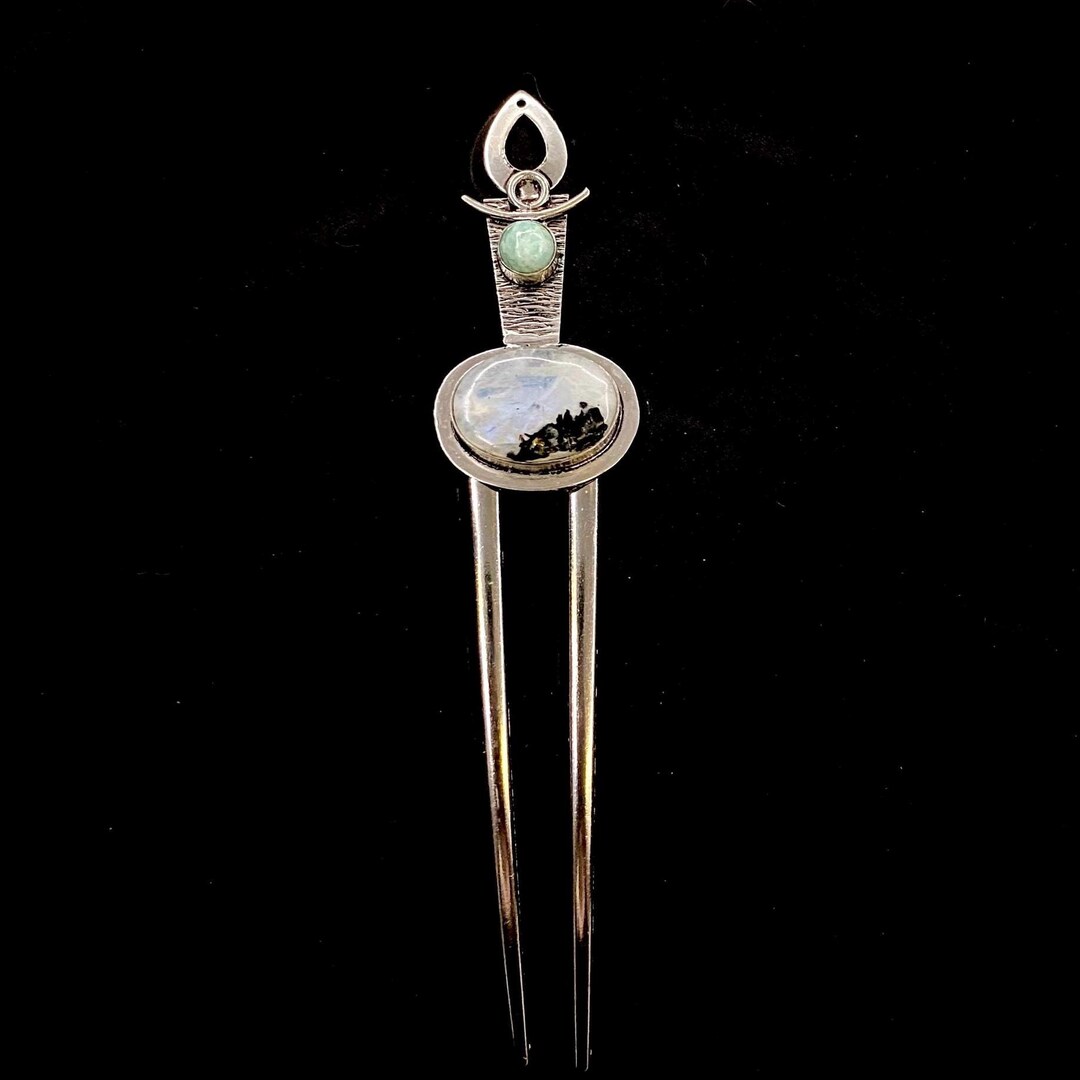 Moonstone Hair Fork, Subtle Blue Flash, Moonstone Jewelry, Natural ...