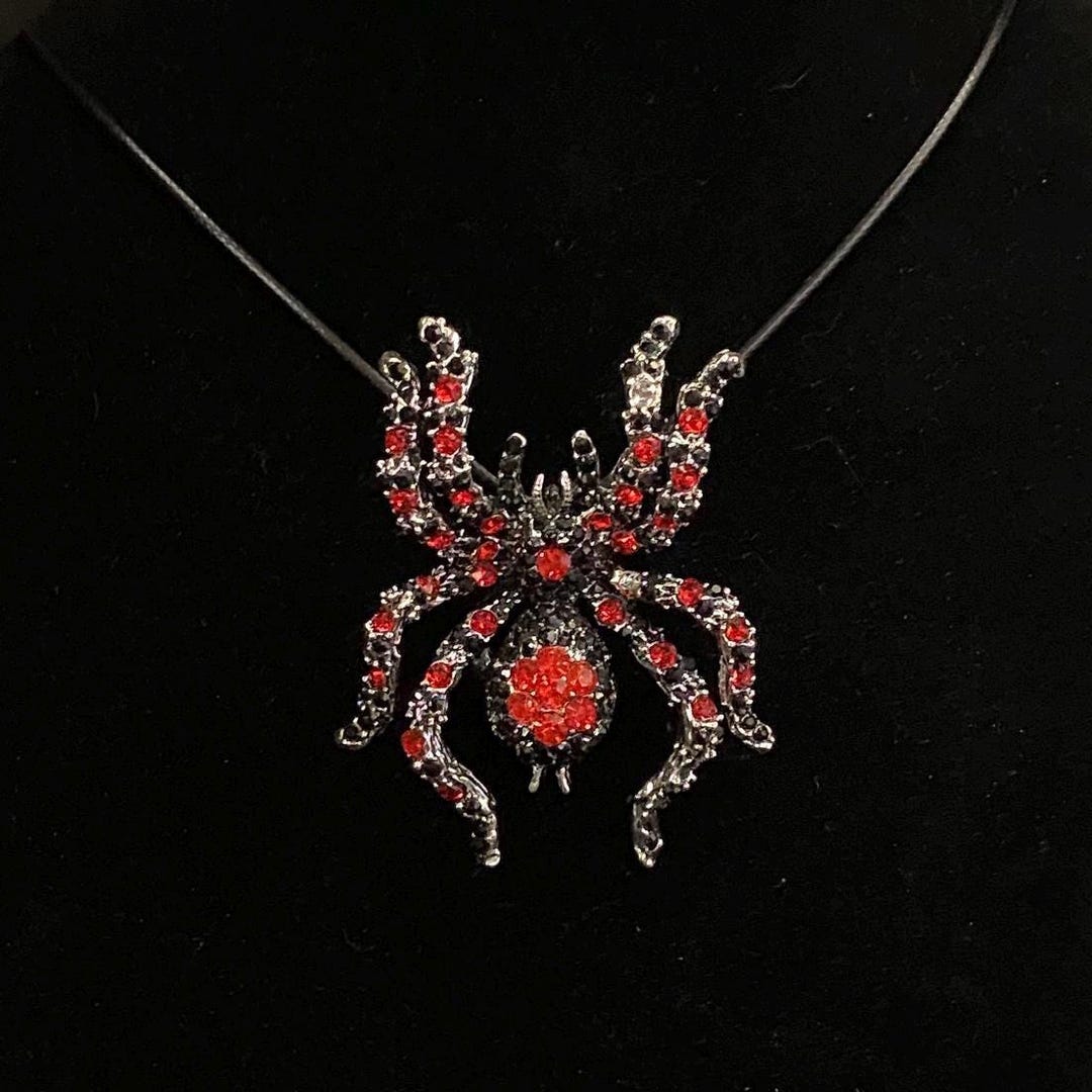 Spider Necklace, Black Red Spider, Tarantula, Goth Necklace, Goth ...