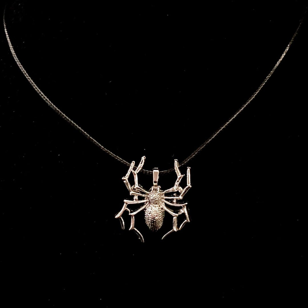 Spider Necklace, Silver Spider, Goth Necklace, Spider Jewelry, Arachnid ...