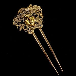 Medusa Hair Fork, Gold Hair Fork, Gold Medusa, Greek Mythology, Snake ...