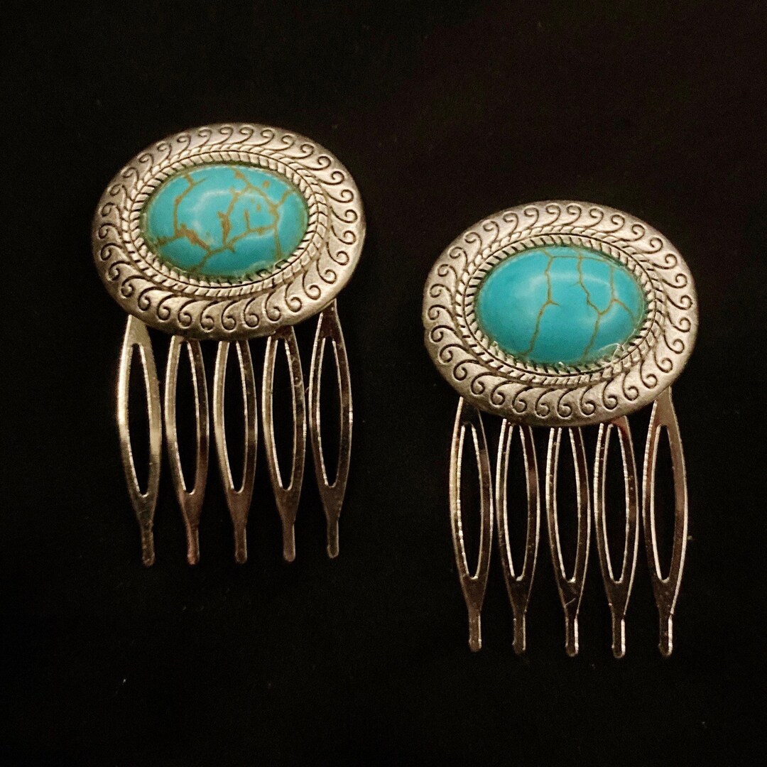 Turquoise Combs, Turquoise Hair Combs, Turquoise Hair, Turquoise Glass ...