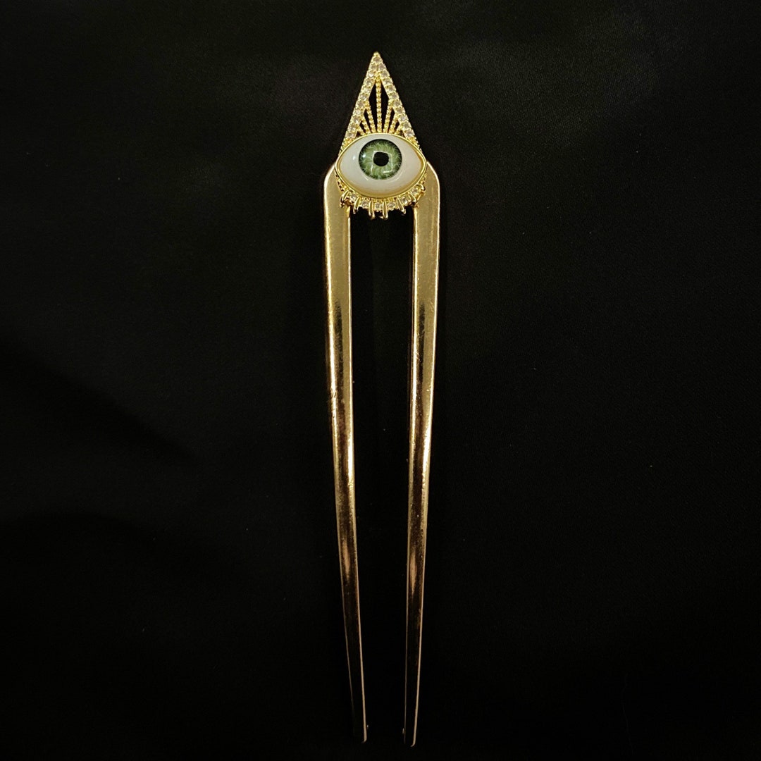 Evil Eye Hair Fork, Green Eye, Creepy Eye, Evil Eye Hair, U Shaped Hair ...