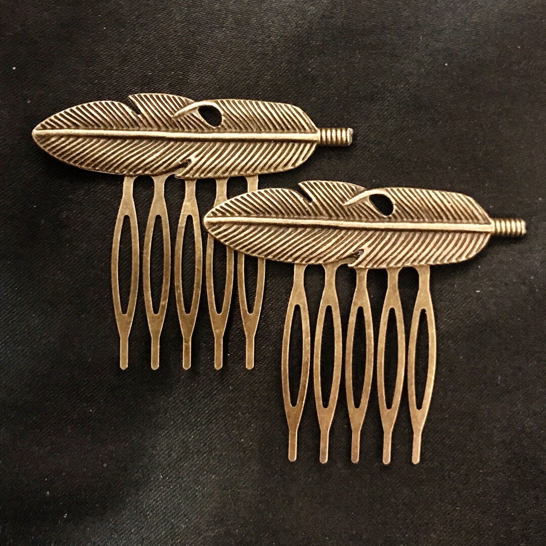 Bronze Hair Combs, Bronze Feathers, Bird Feather, Feather Hair Combs ...
