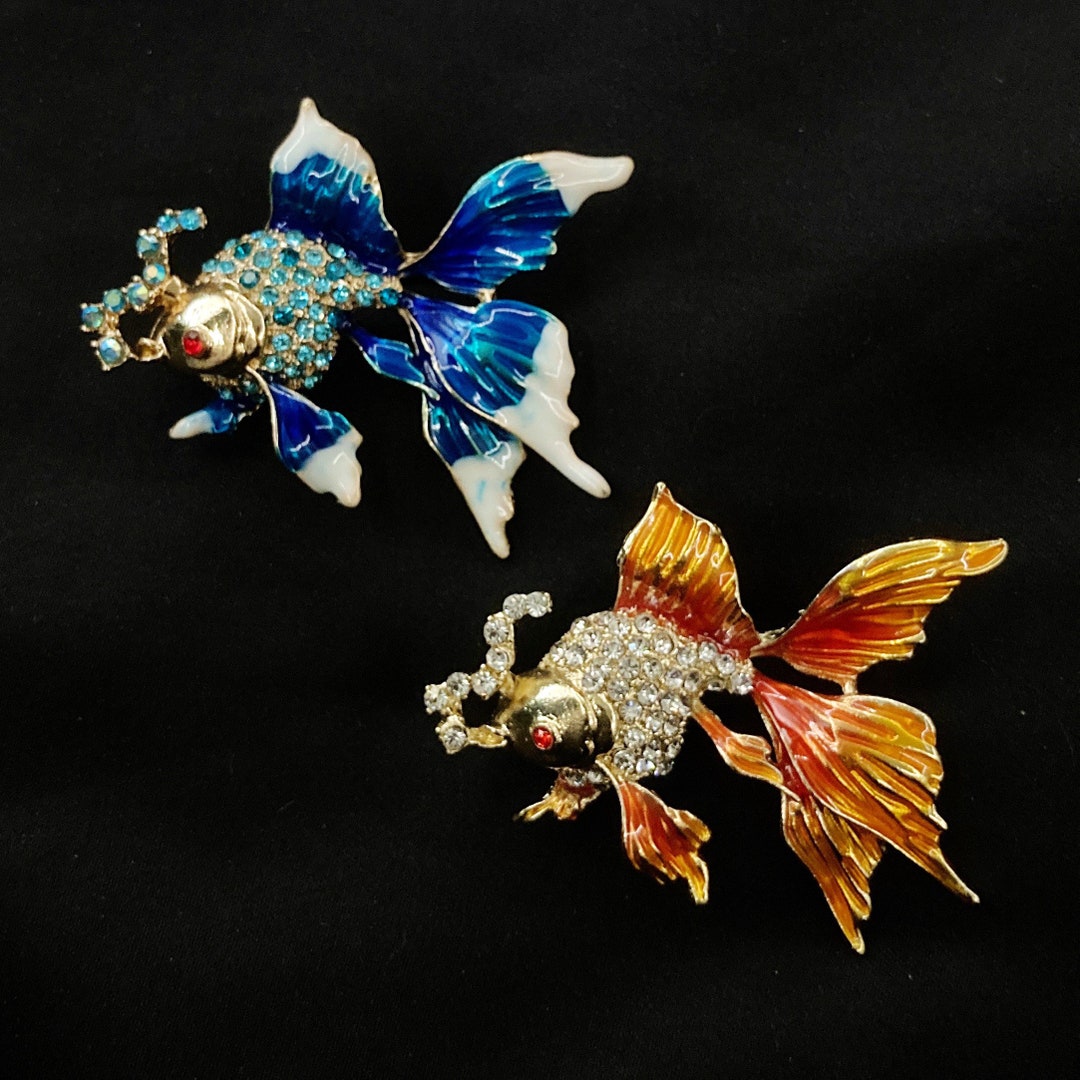 Fish Brooch, Fish Pin, Goldfish Brooch, Koi Fish Brooch, Blue Fish ...