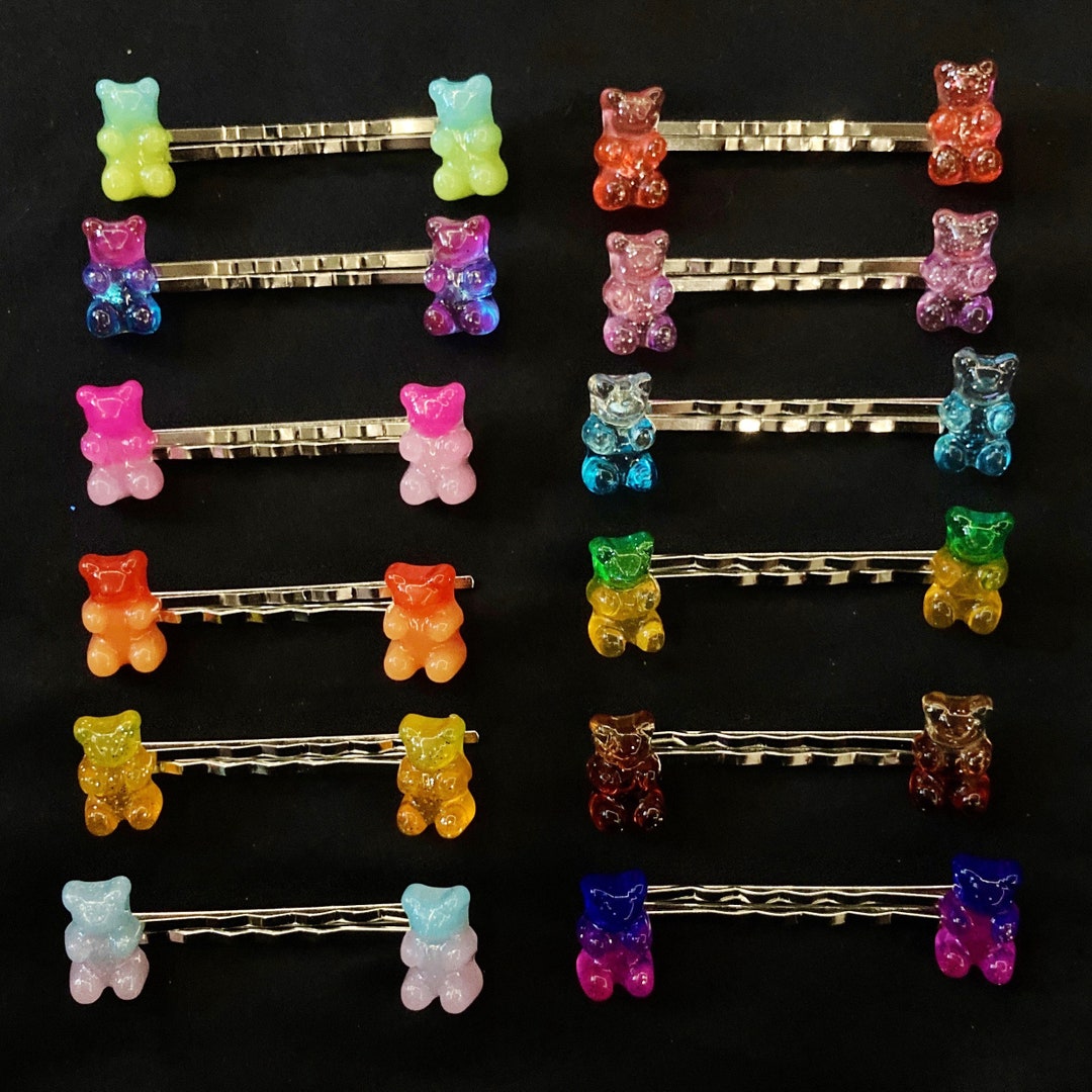 3 Random Pairs, Gummy Bear Hair Pins, Gummy Bear Bobby Pin, Silver Hair ...